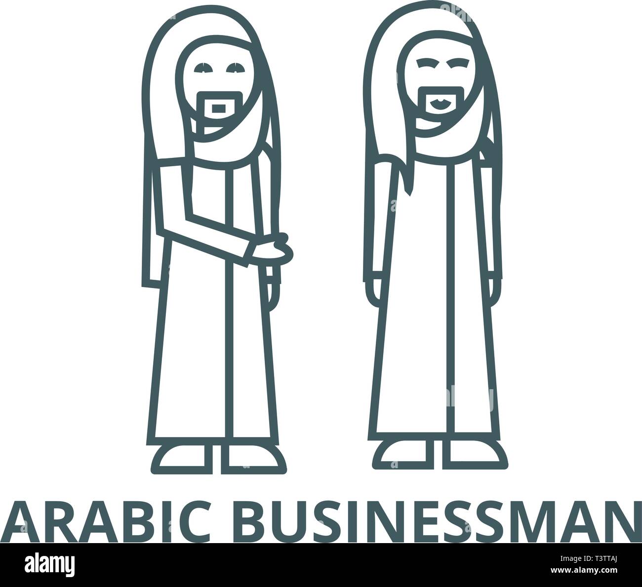 Arabic businessman line icon, vector. Arabic businessman outline sign ...