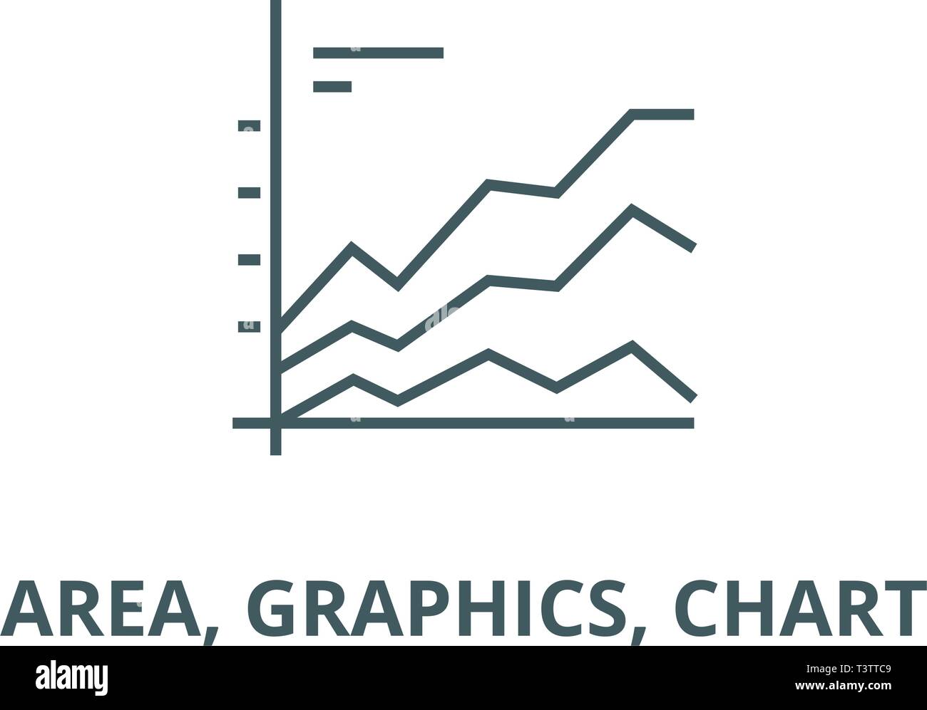 Area, graphics, chart line icon, vector. Area, graphics, chart outline ...