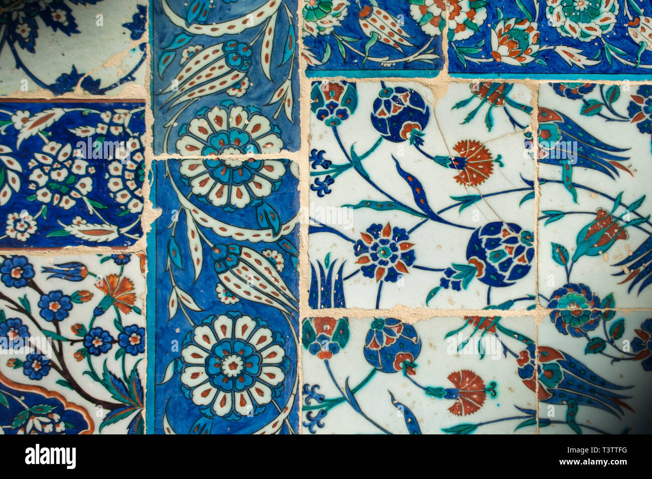 Ancient Ottoman time Handmade Turkish Tiles with floral patterns Stock ...
