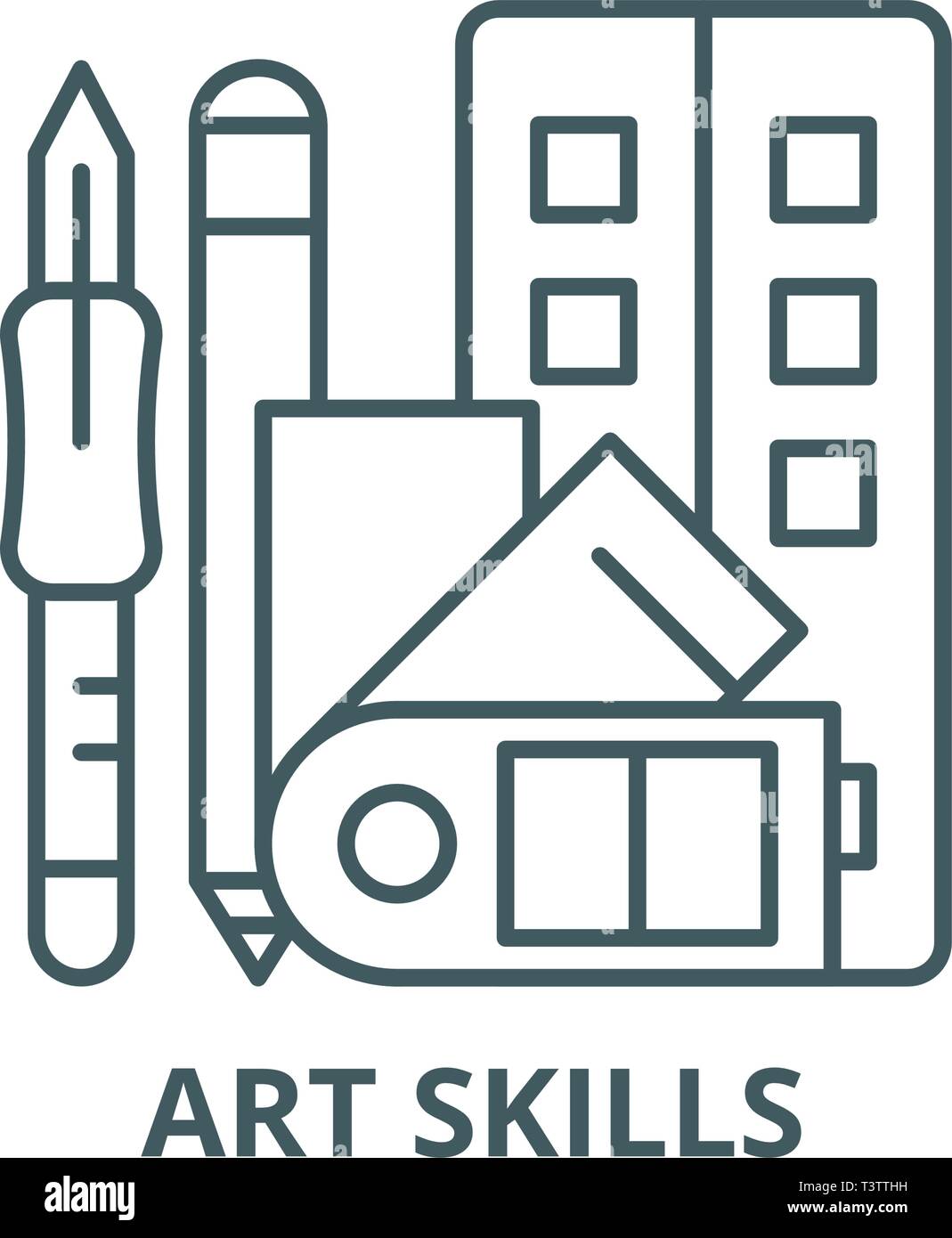 Art skills line icon, vector. Art skills outline sign, concept symbol ...