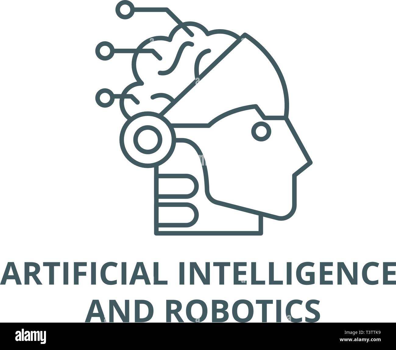 Artificial intelligence and robotics line icon, vector. Artificial ...