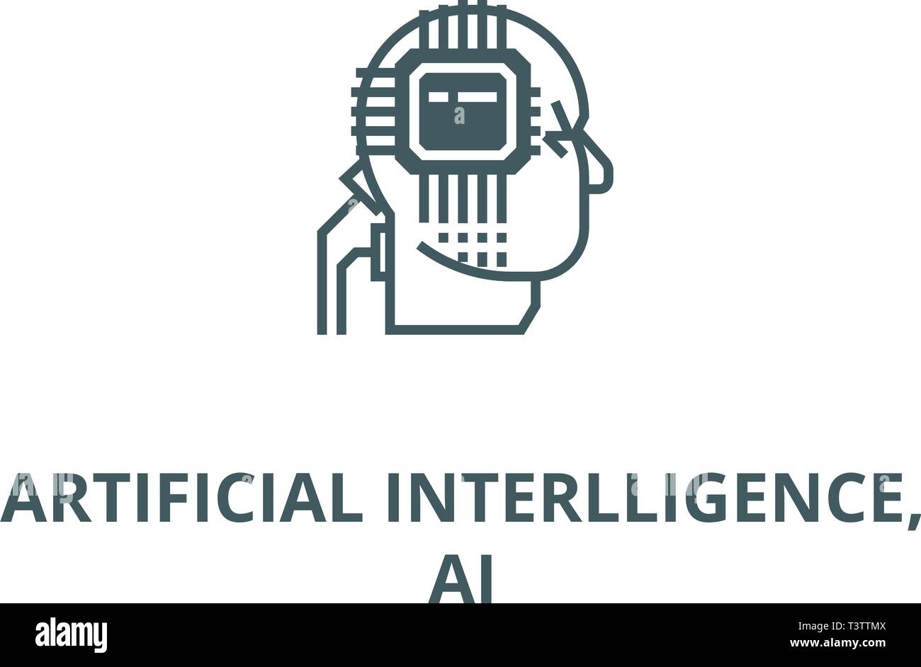 Artificial interlligence,ai line icon, vector. Artificial interlligence ...
