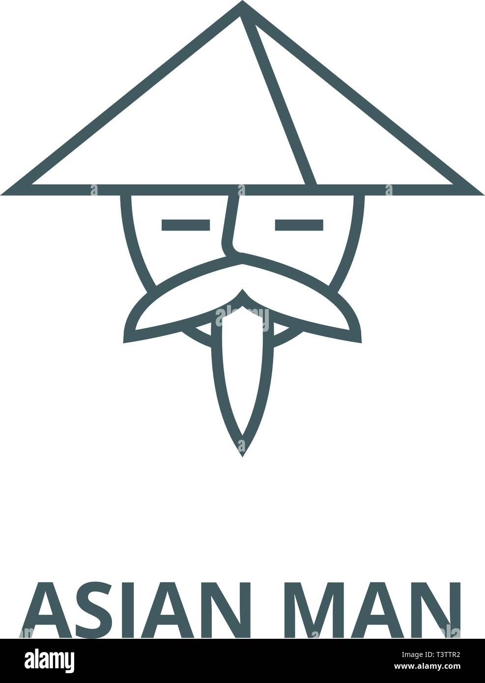 Asian man line icon, vector. Asian man outline sign, concept symbol ...