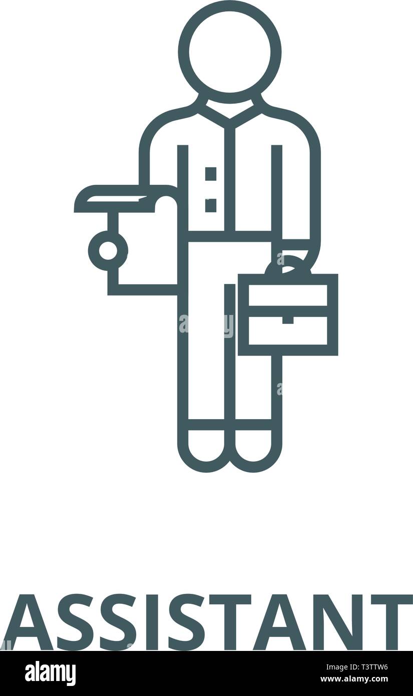 Assistant line icon, vector. Assistant outline sign, concept symbol ...