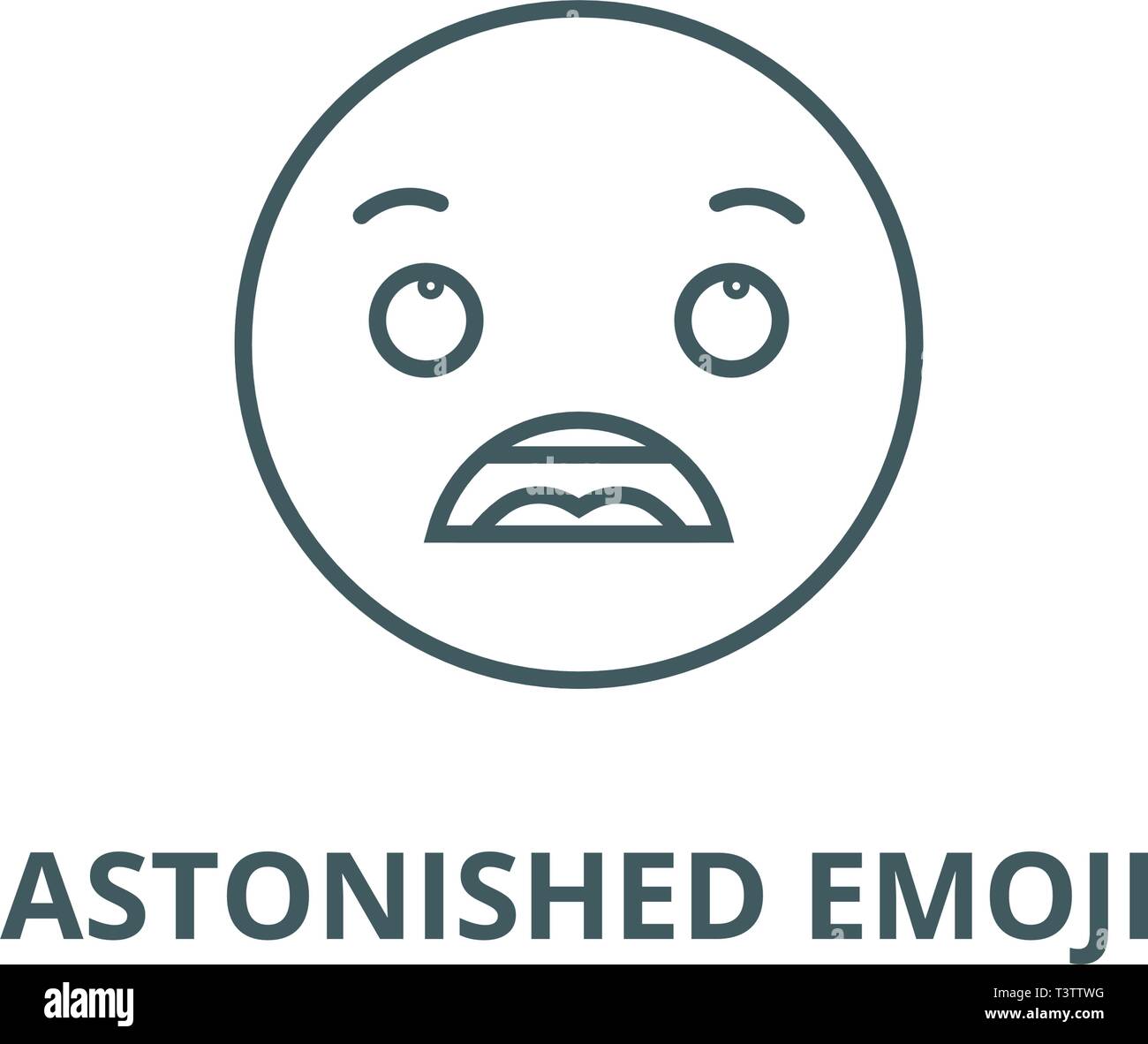 Astonished emoji line icon, vector. Astonished emoji outline sign ...