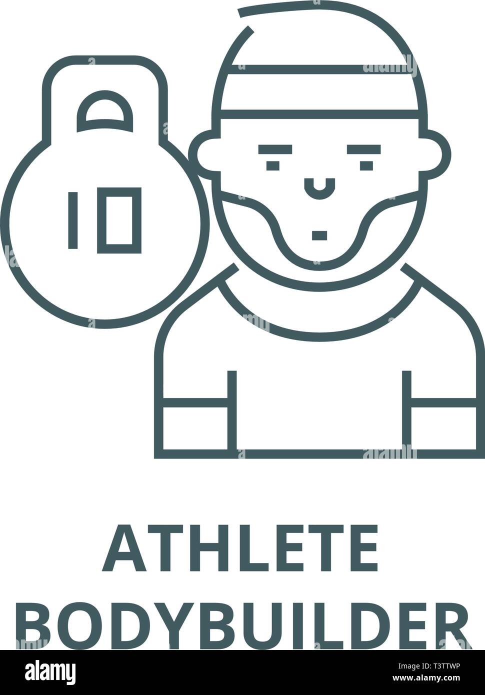 Athlete,bodybuilder,sportsman line icon, vector. Athlete,bodybuilder ...
