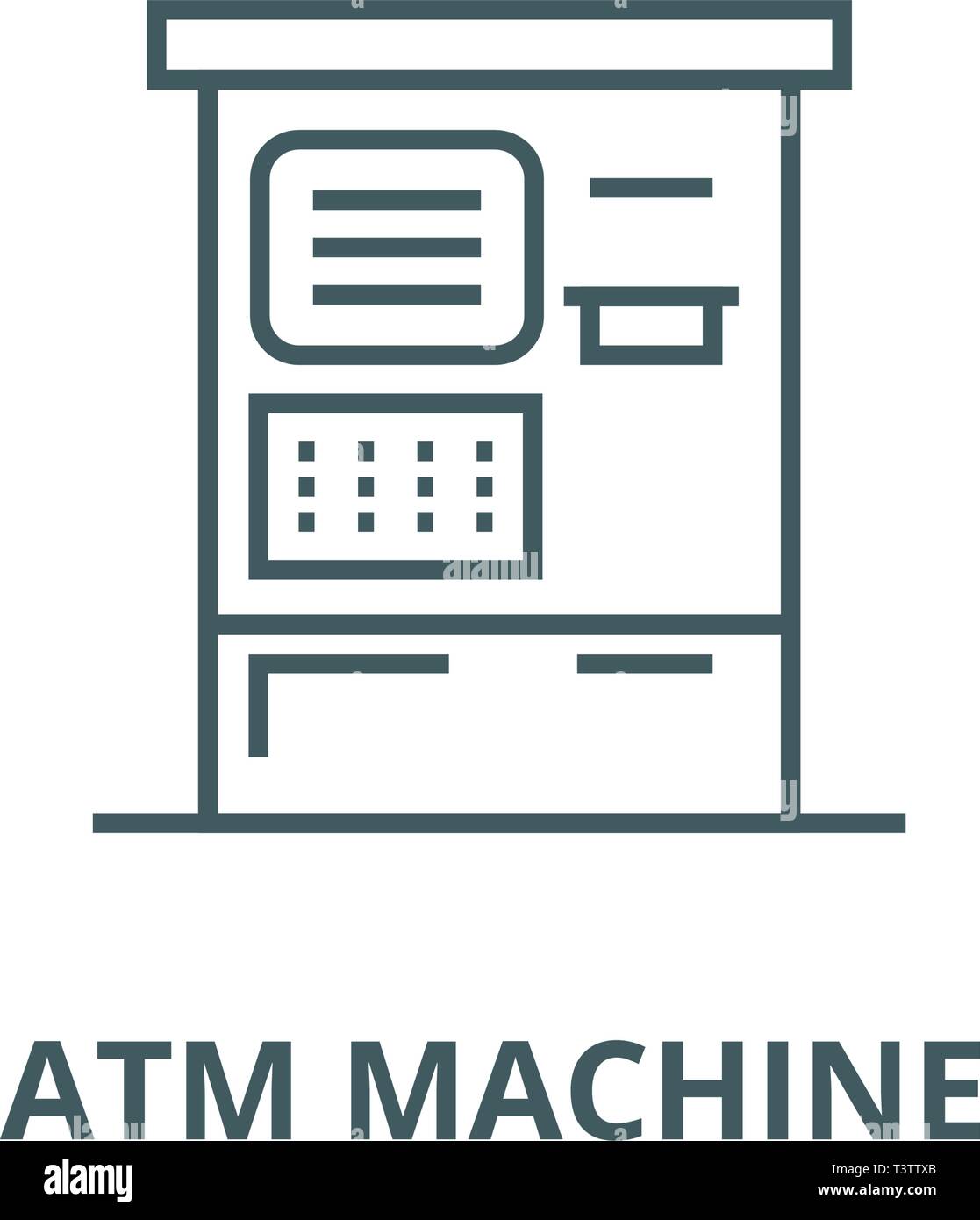 Atm machine line icon, vector. Atm machine outline sign, concept symbol, flat illustration Stock ...