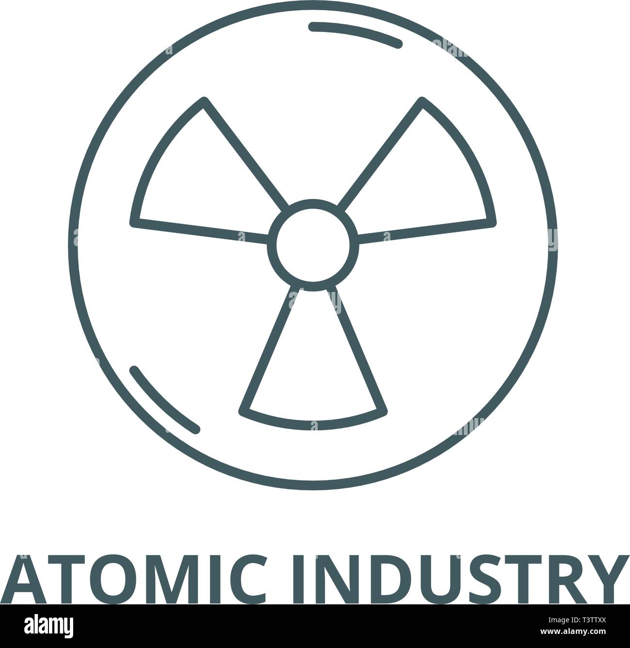 Atomic industry line icon, vector. Atomic industry outline sign ...
