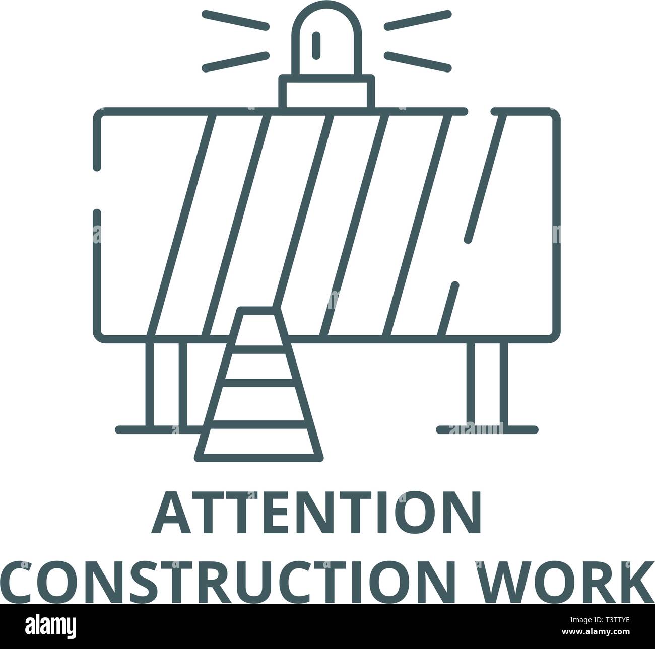 Attention construction work line icon, vector. Attention construction ...