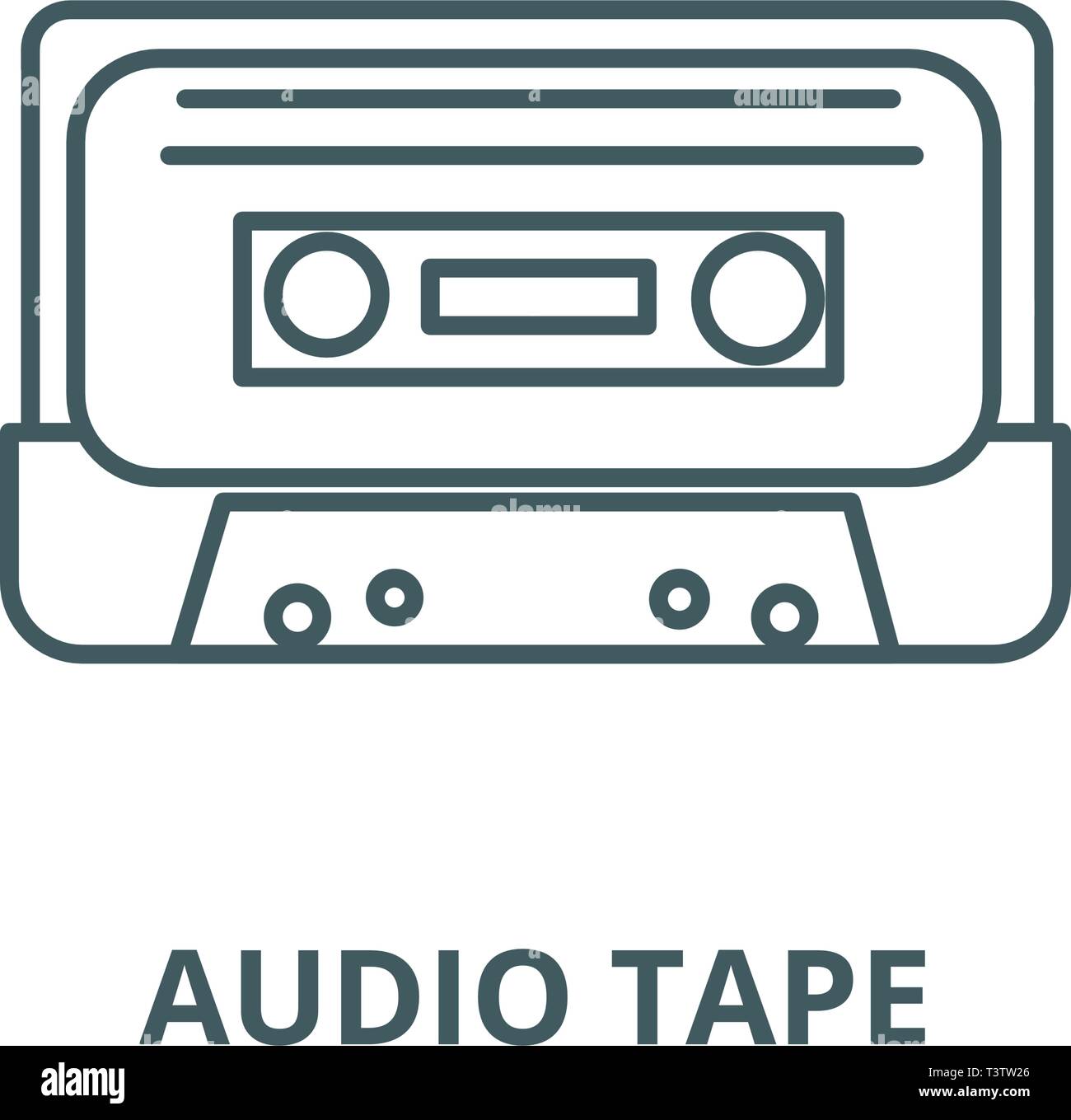 Audio tape line icon, vector. Audio tape outline sign, concept symbol ...