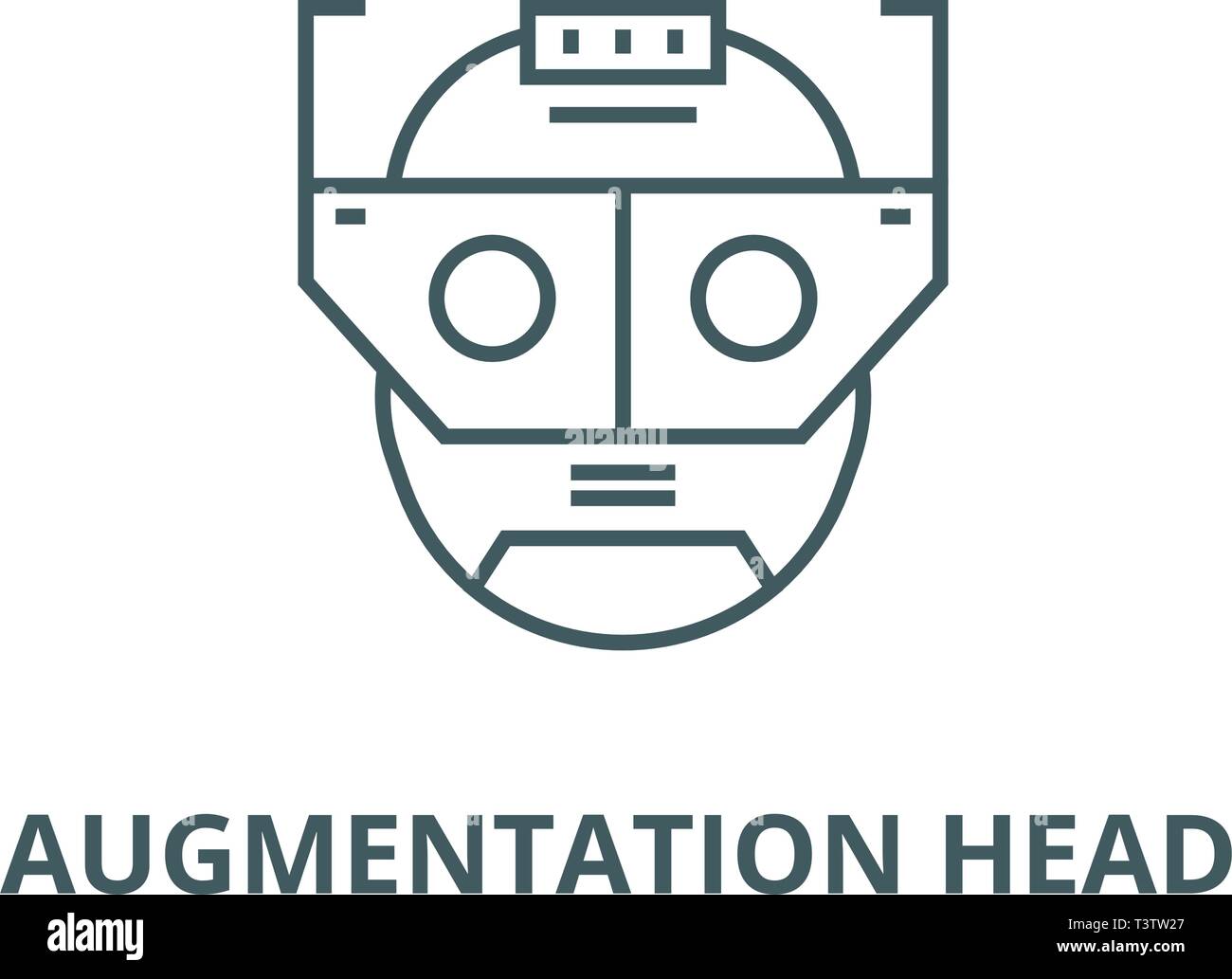 Augmentation head line icon, vector. Augmentation head outline sign ...