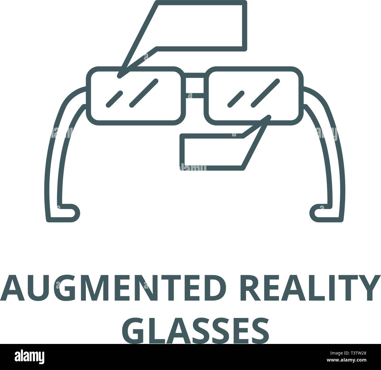 Augmented reality glasses line icon, vector. Augmented reality glasses ...