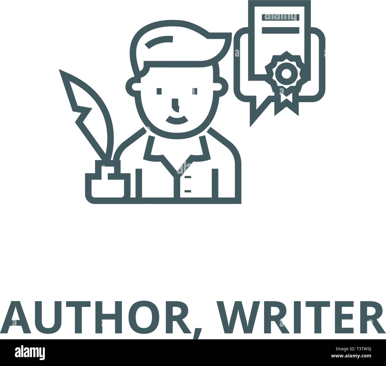Author, writer line icon, vector. Author, writer outline sign, concept ...