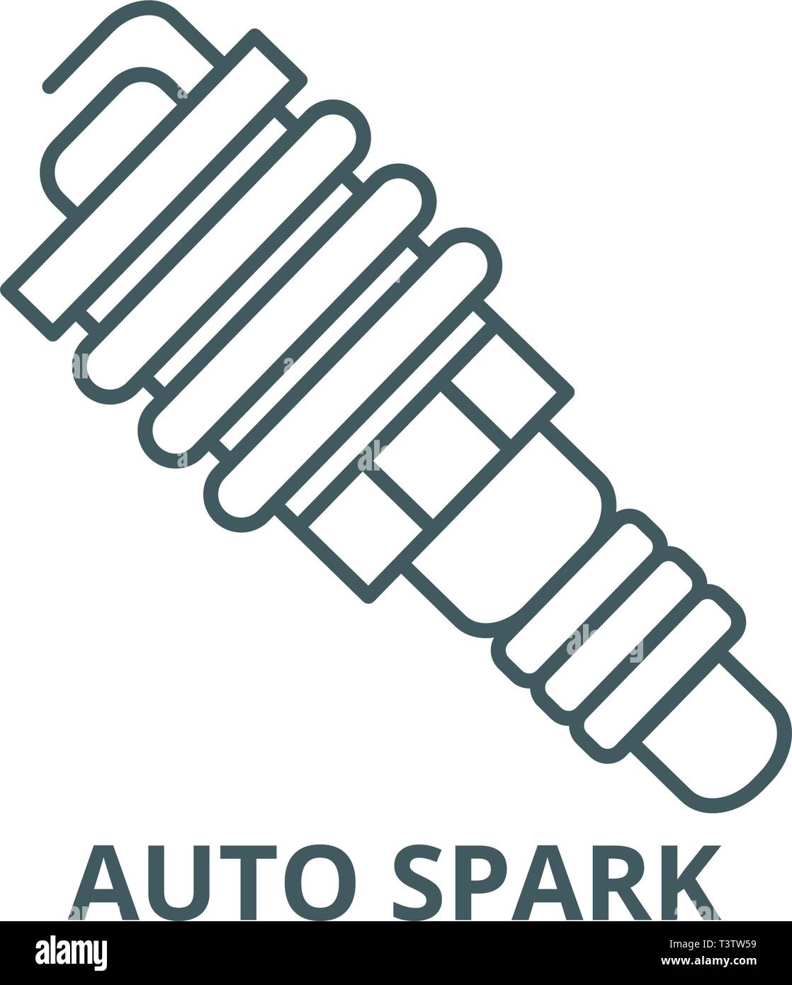 Auto spark line icon, vector. Auto spark outline sign, concept symbol ...
