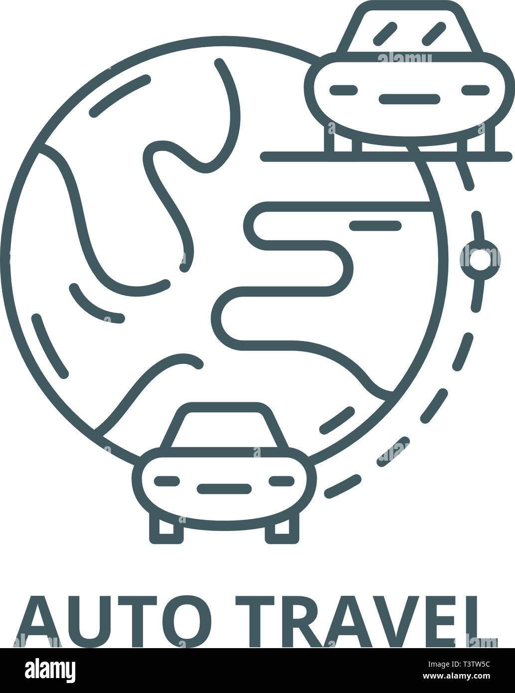 Auto travel line icon, vector. Auto travel outline sign, concept symbol ...