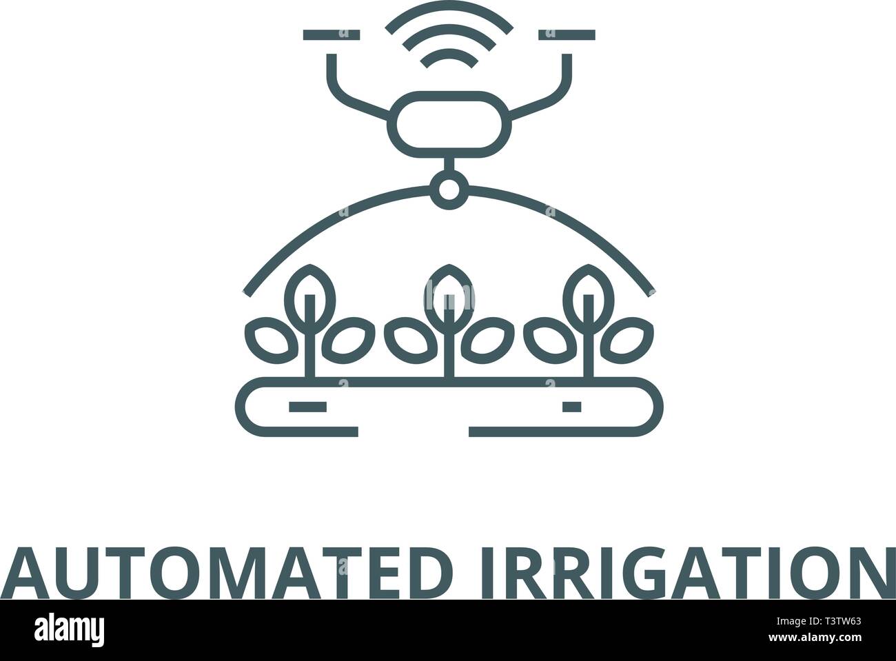Automated irrigation line icon, vector. Automated irrigation outline ...