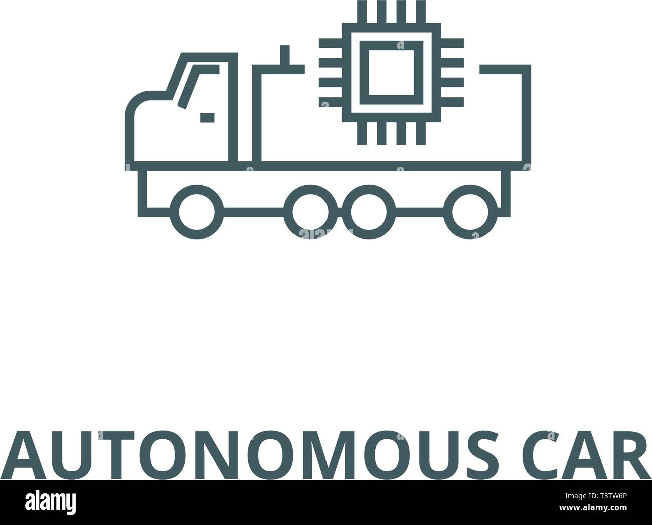 Autonomous car line icon, vector. Autonomous car outline sign, concept ...