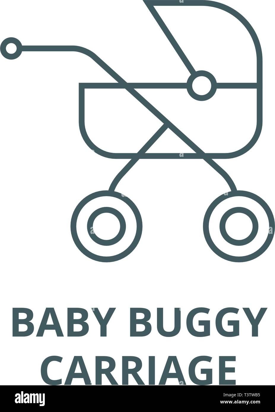 Baby buggy,carriage line icon, vector. Baby buggy,carriage outline sign ...