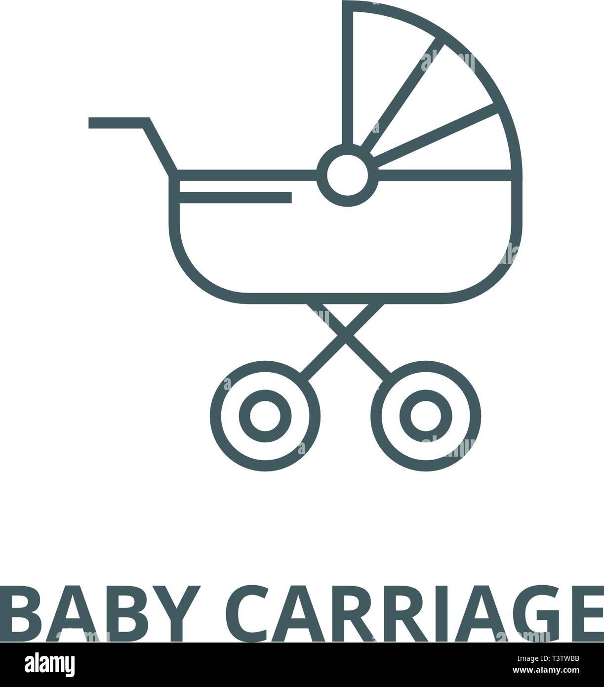 Baby carriage line icon, vector. Baby carriage outline sign, concept ...