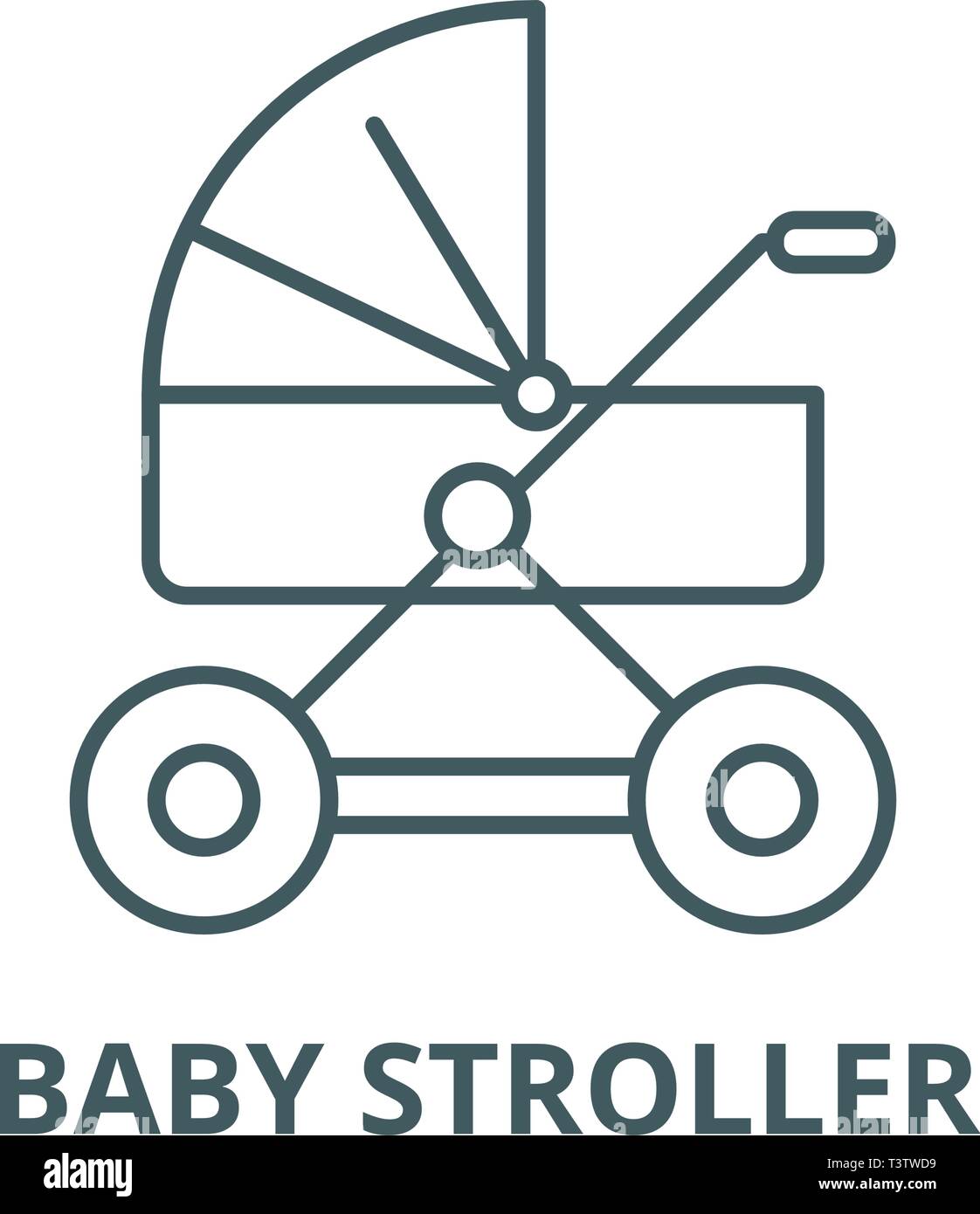 Baby stroller line icon, vector. Baby stroller outline sign, concept ...