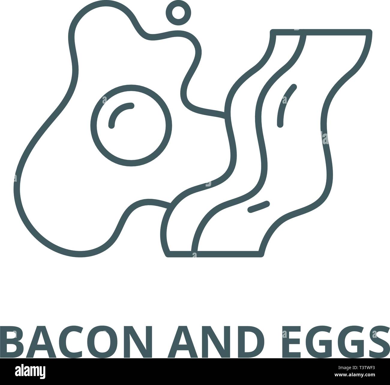 Bacon and eggs line icon, vector. Bacon and eggs outline sign, concept ...