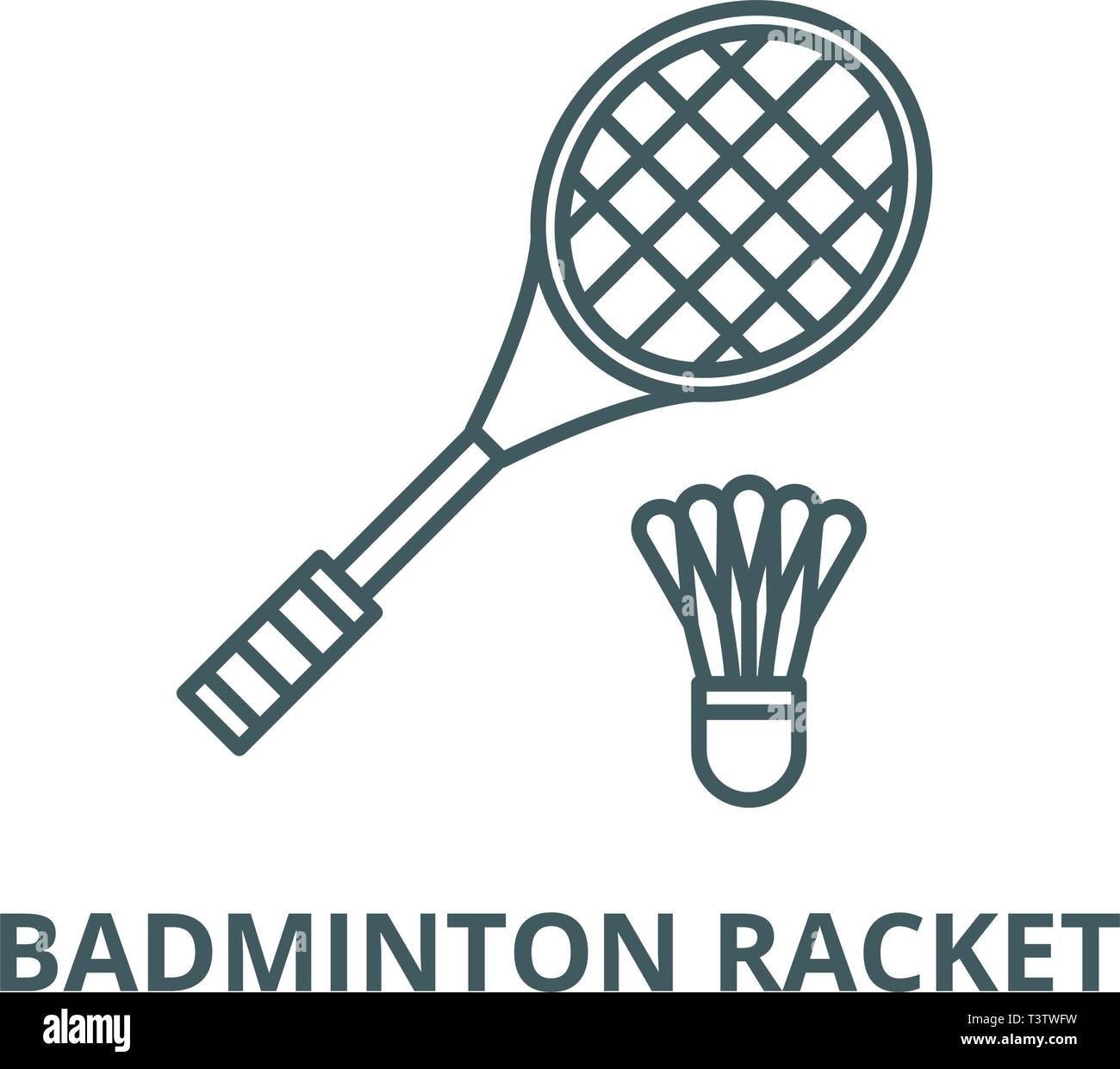 Badminton racket line icon, vector. Badminton racket outline sign ...