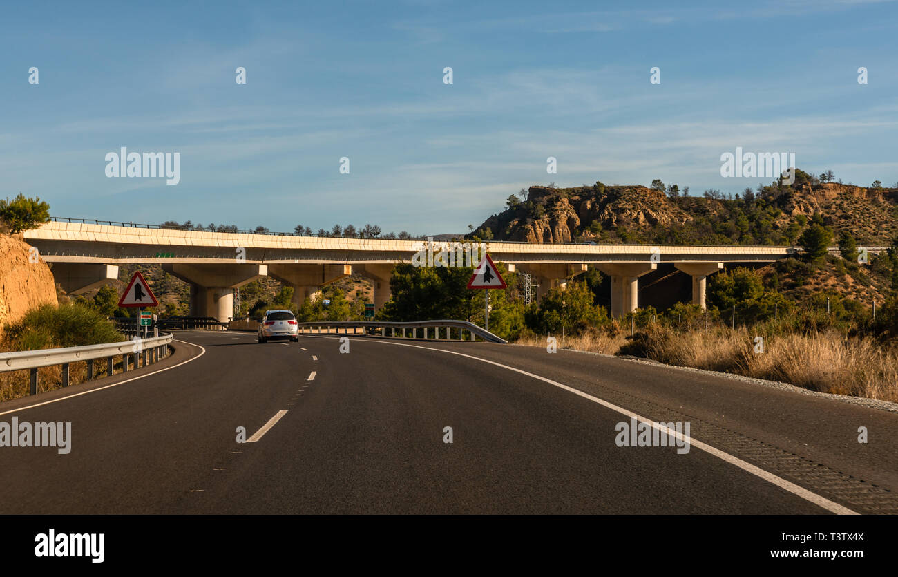 GRANADA SPAIN, DECEMBER 15, 2018 A-92 expressway leading to the city of ...