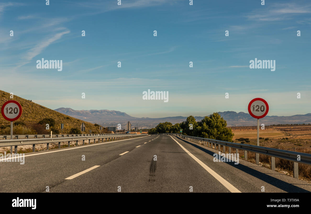 GRANADA SPAIN, DECEMBER 15, 2018 A-92 expressway leading to the city of ...