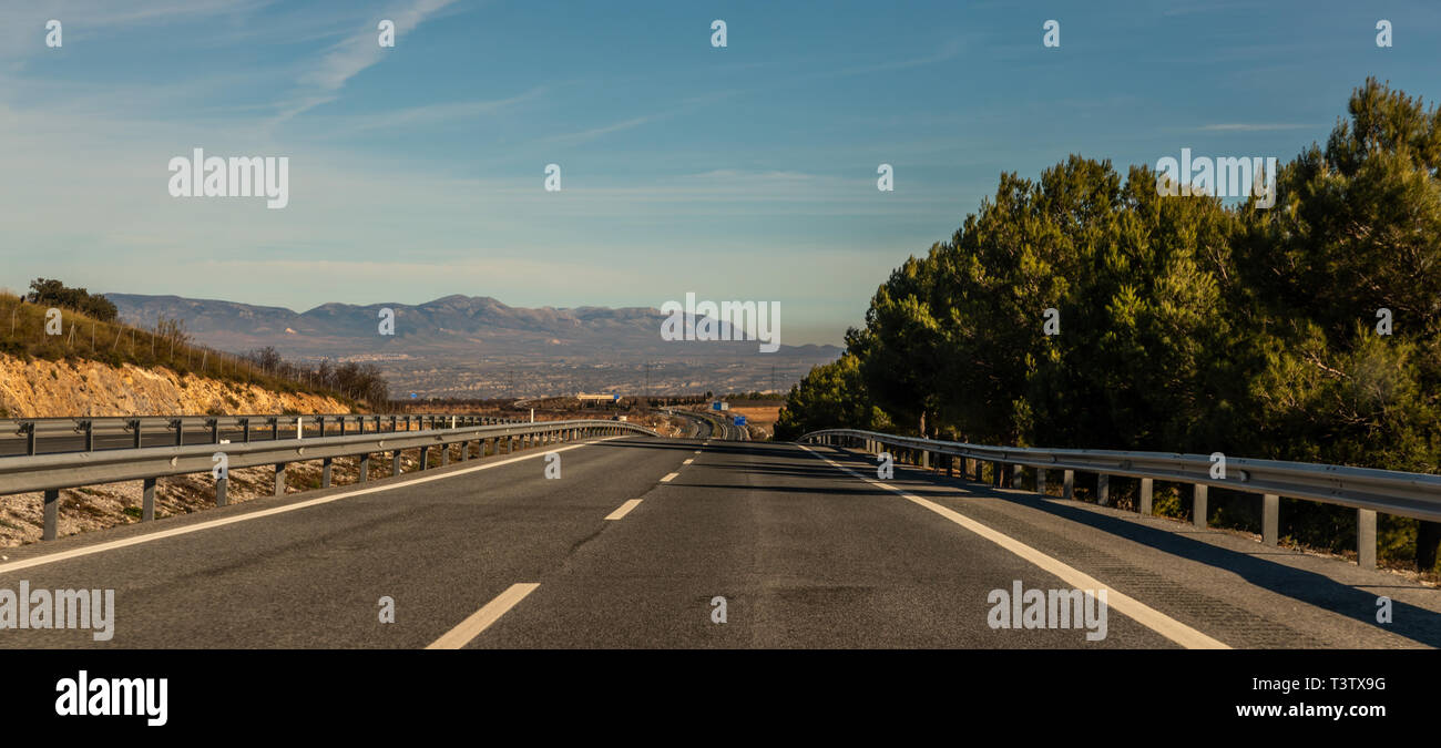 GRANADA SPAIN, DECEMBER 15, 2018 A-92 expressway leading to the city of ...