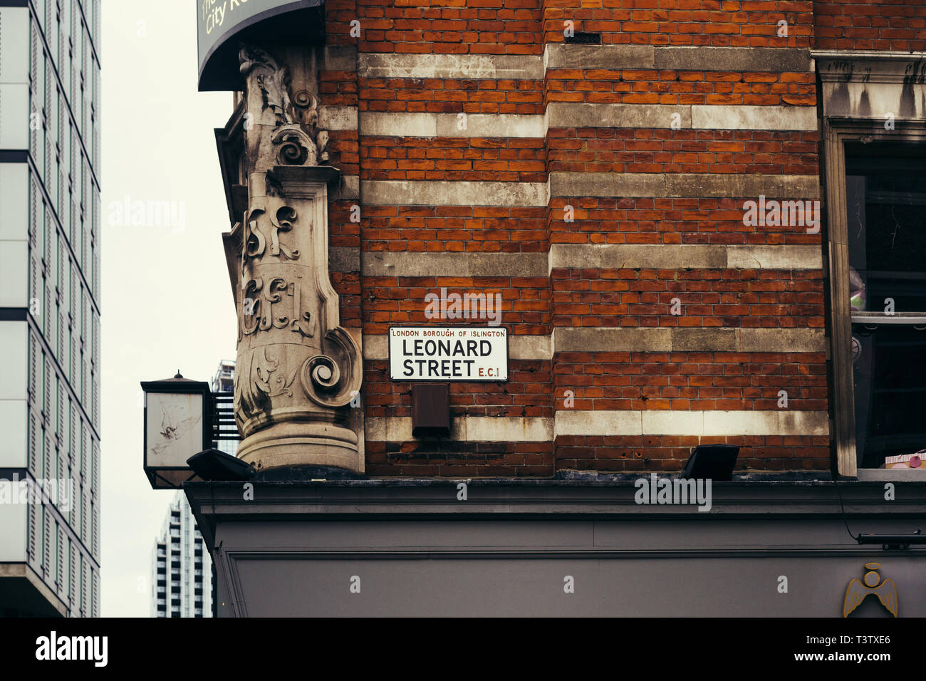 London, UK - July 22, 2018: Leonard street sign, London Borough of ...