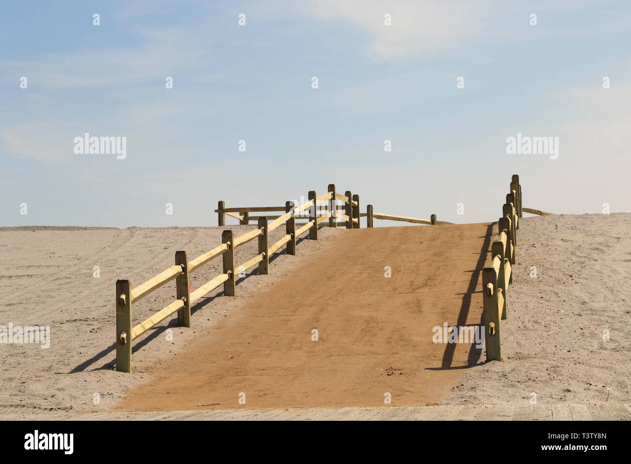 New dunes and beach ramps constructed as part of beach restoration and ...