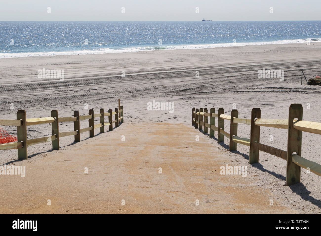 New dunes and beach ramps constructed as part of beach restoration and ...