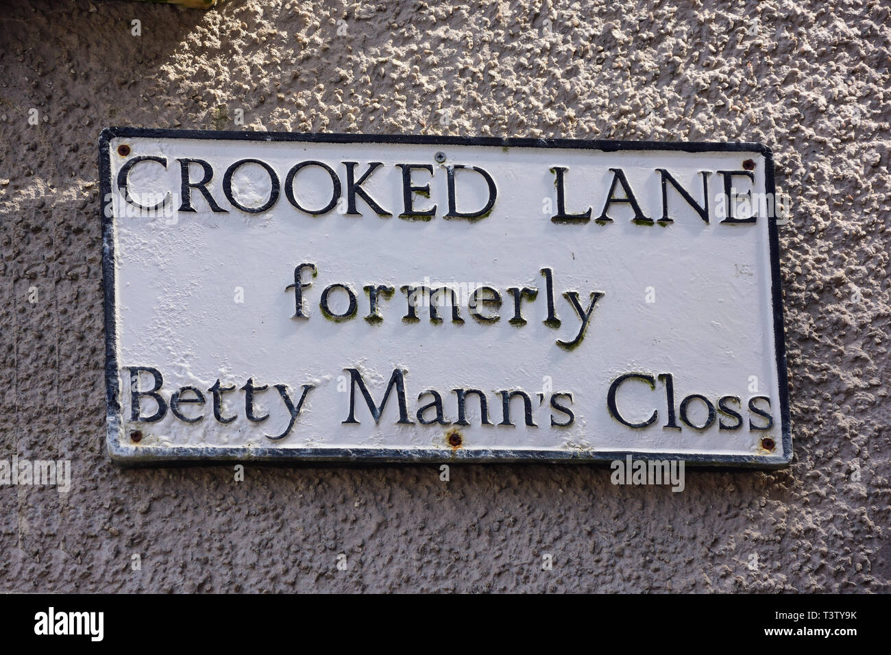 Historic Crooked Lane street sign, Lerwick, Shetland, Northern Isles ...