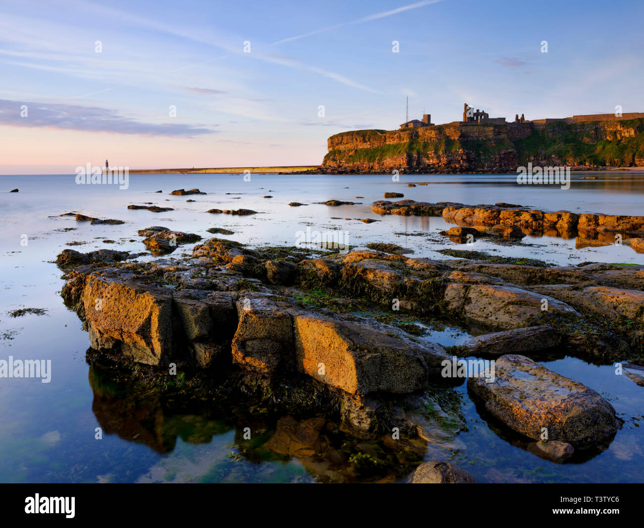 King Edwards Bay And Tynemouth Priory High Resolution Stock Photography ...