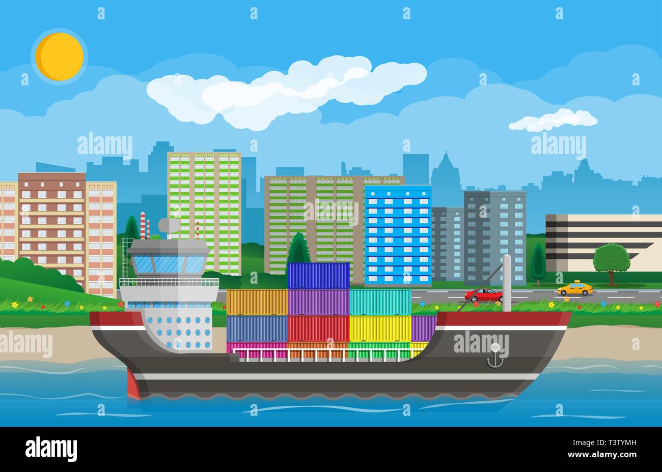 Harbor port car export Stock Vector Images - Alamy