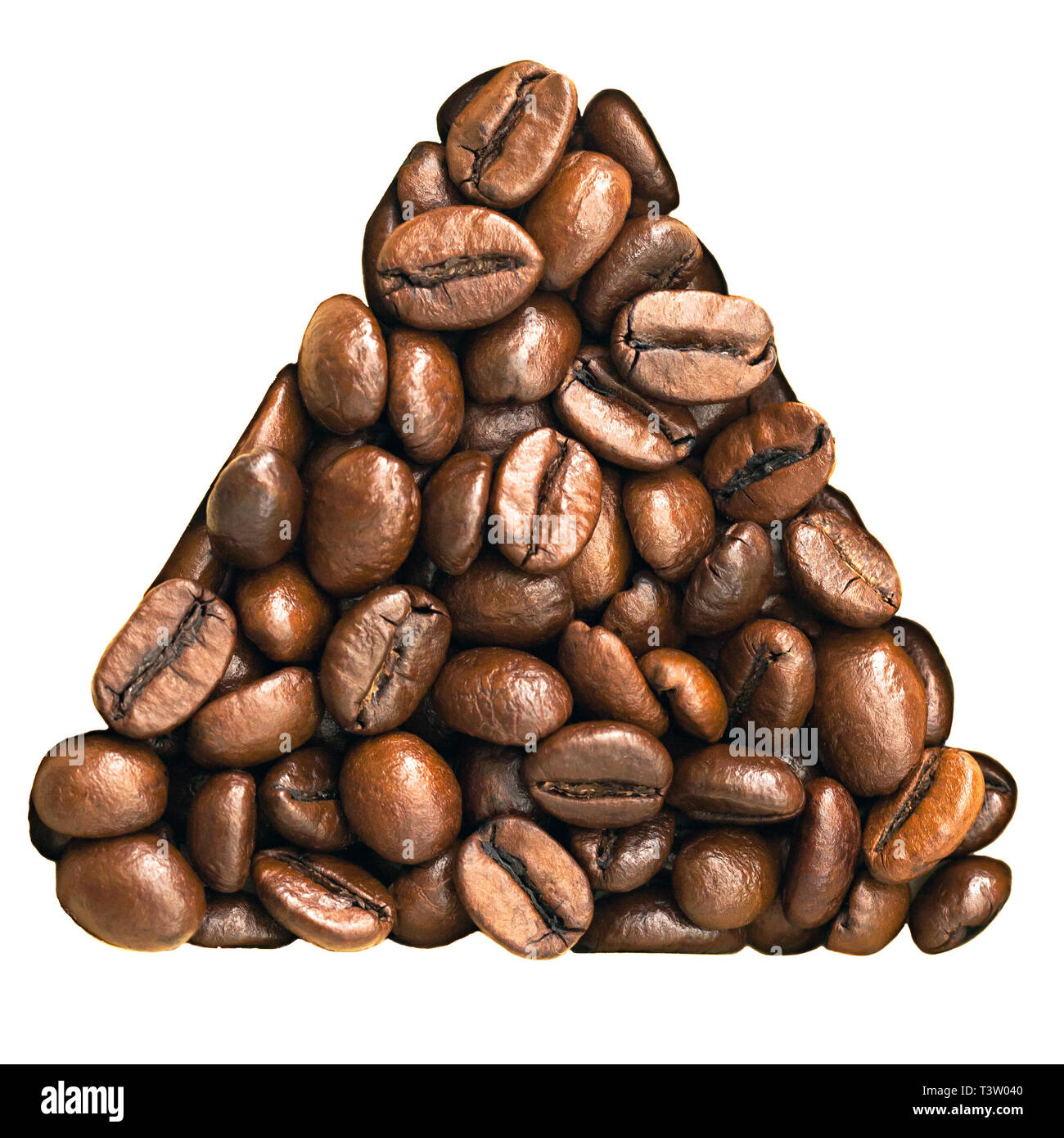 beans coffee in form of triangle isolated on a white background ...
