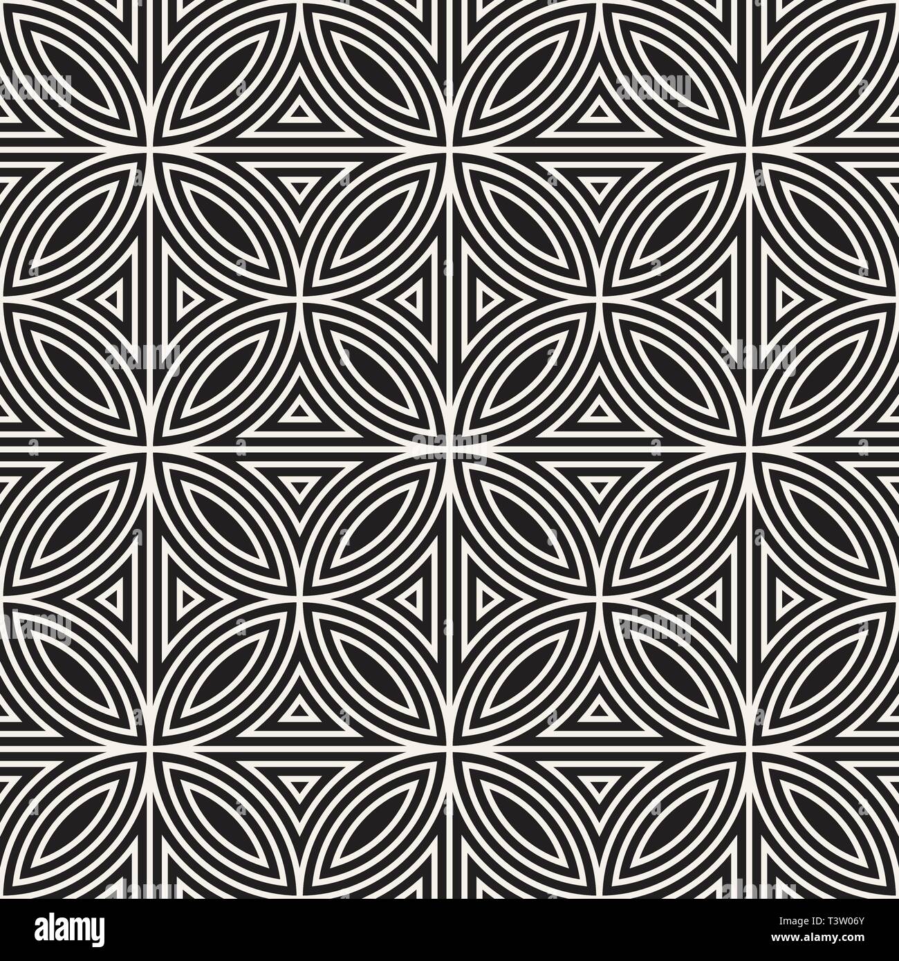 Vector Seamless Pattern Repeating Abstract Background Black And White Geometric Lattice Design