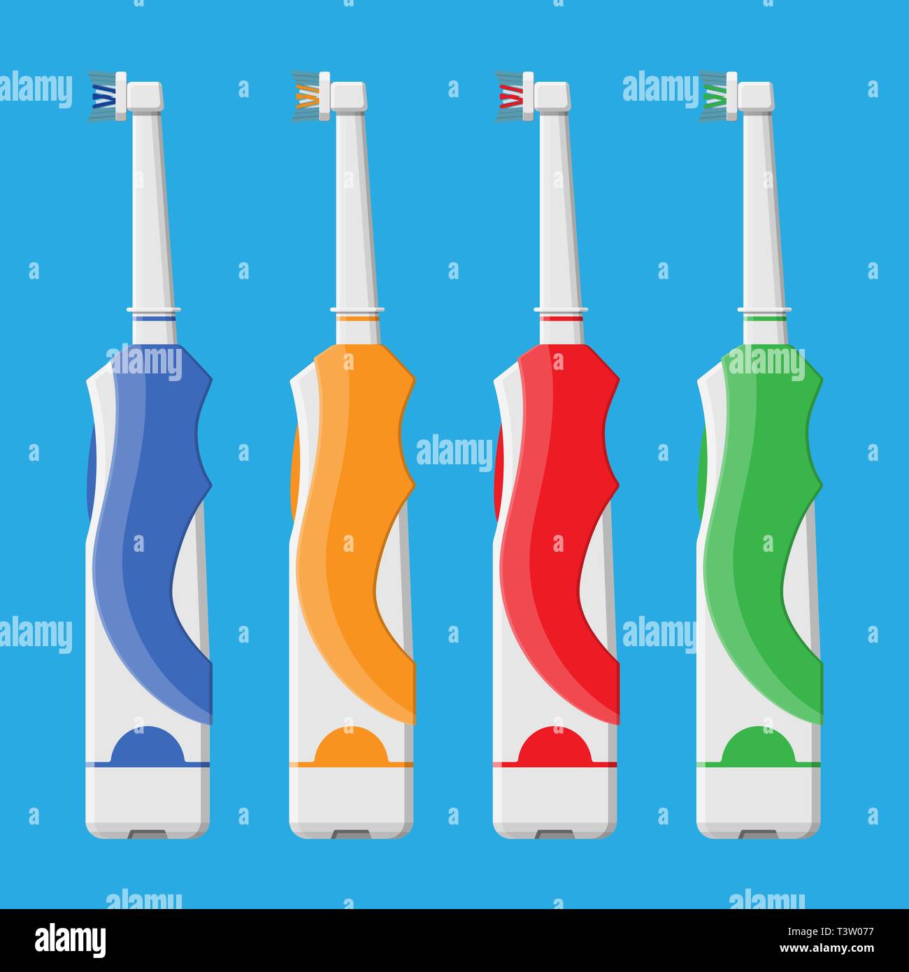 Electric toothbrush in different colors. Tooth brush dental equipment ...
