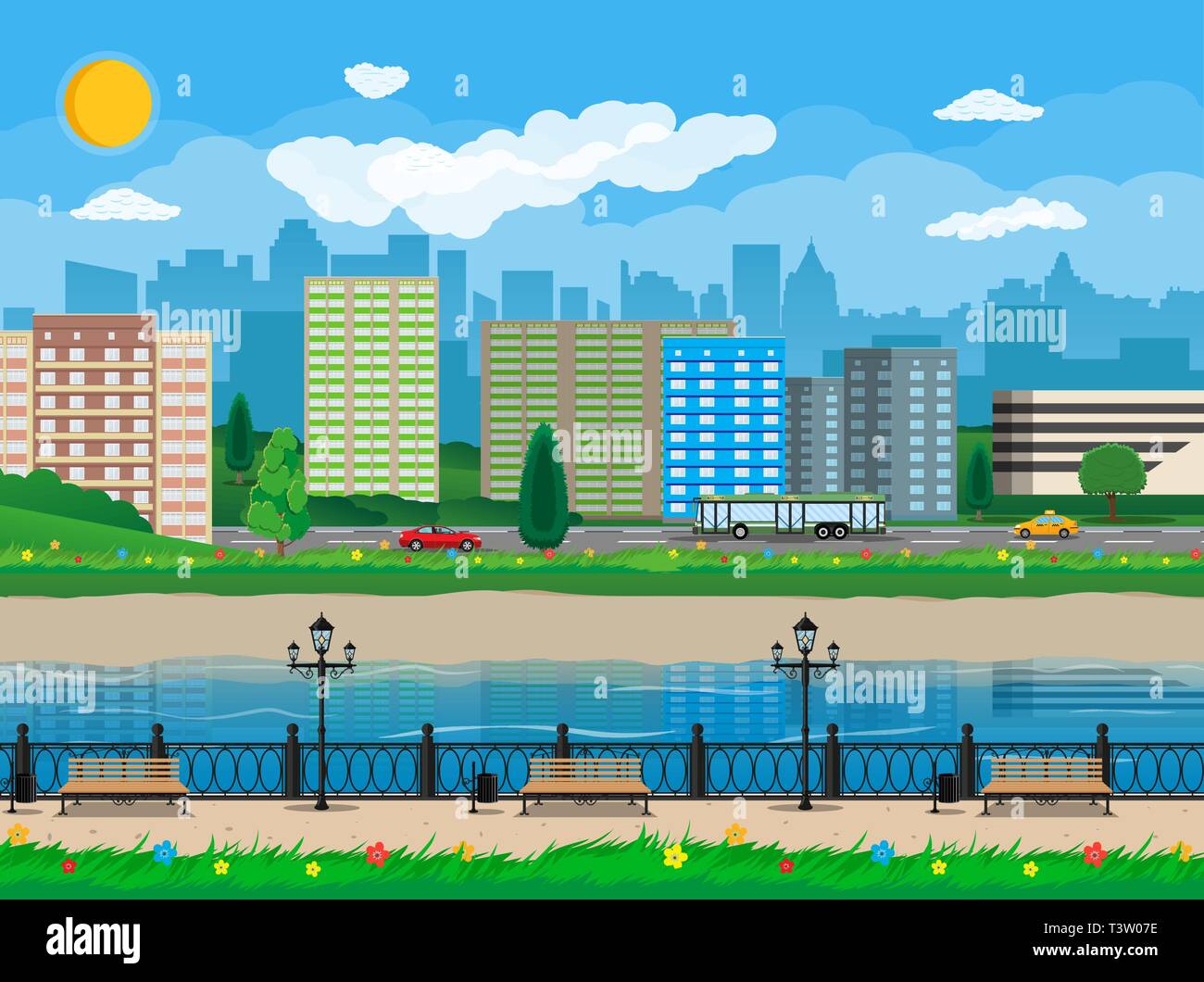 City waterfront cloud sky architecture Stock Vector Images - Alamy