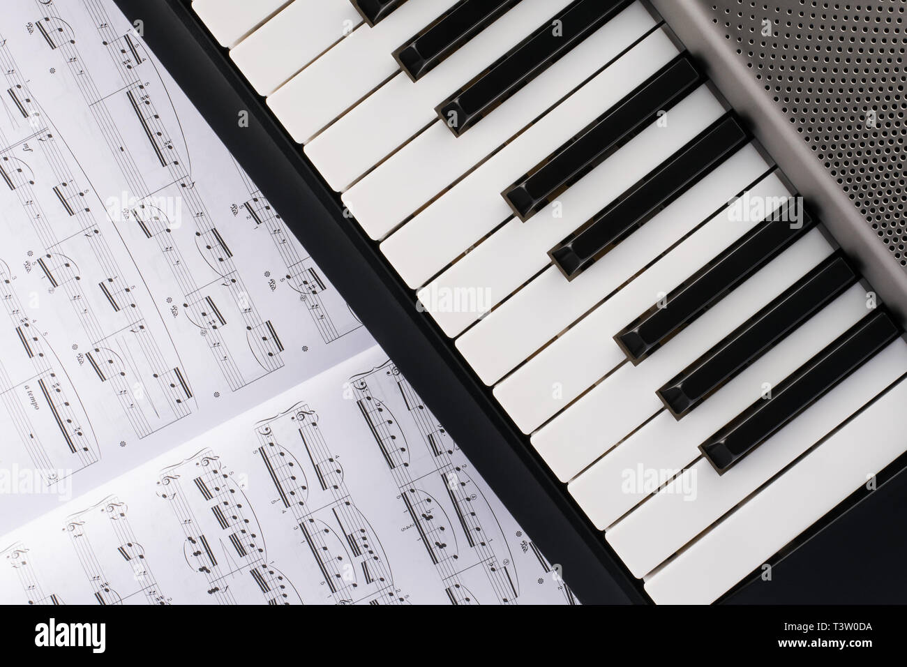 Electronic musical instrument synthesizer, flat lay style Stock Photo ...