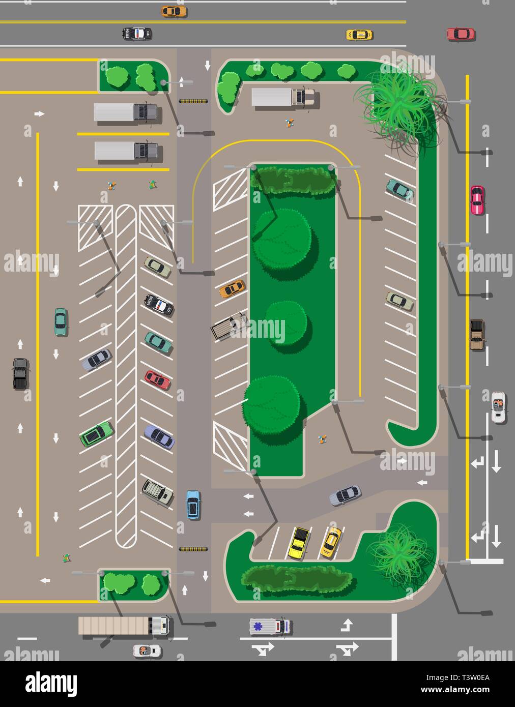City parking lot with different cars. Shortage parking spaces. Parking ...