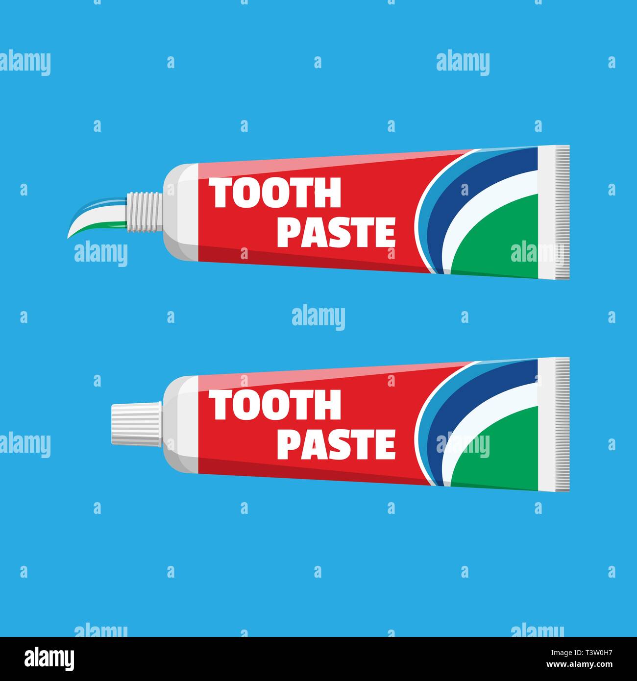 Tube with squeezed paste. Package with tooth paste. Dental equipment ...