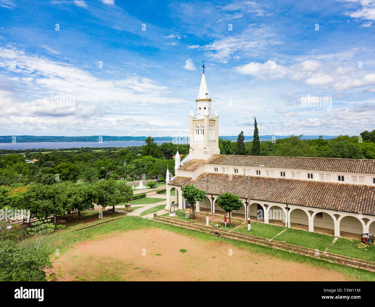 Aerial view of the catholic church "Iglesia Virgen de la Candelaria" of ...