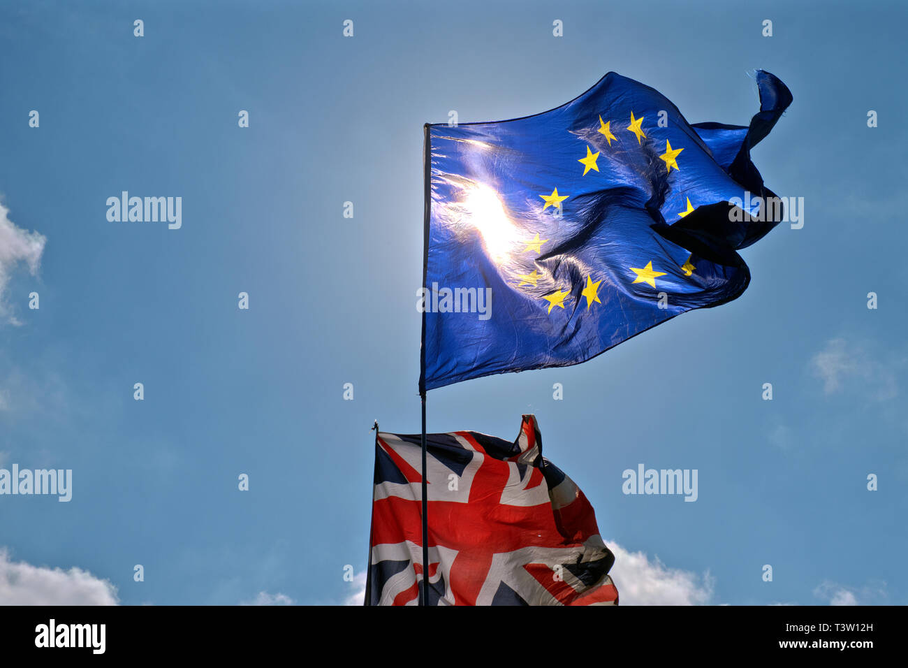 European Union Flag flying outside parliament in Westminster London ...