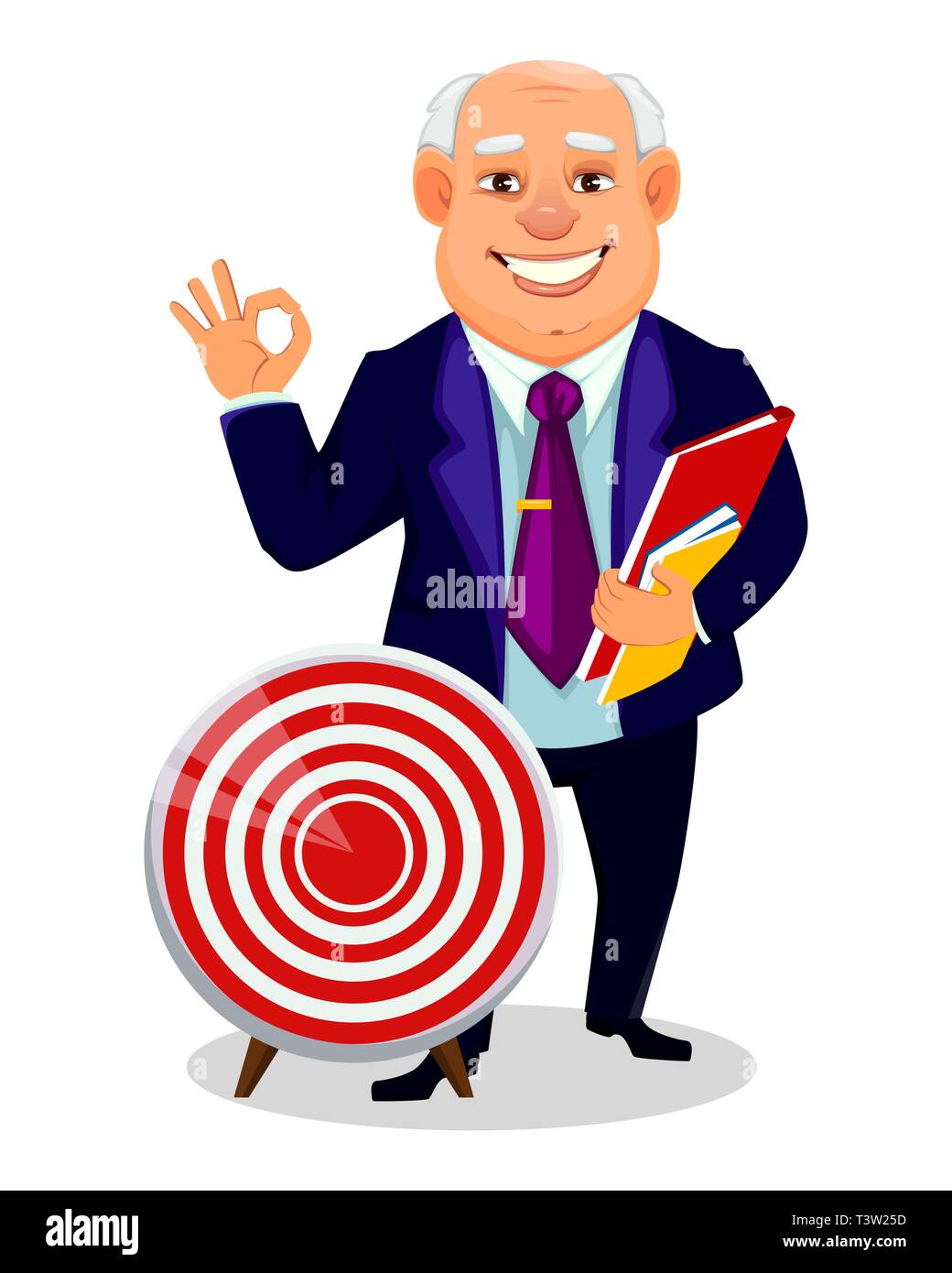 Cheerful fat business man. Businessman cartoon character holds ...