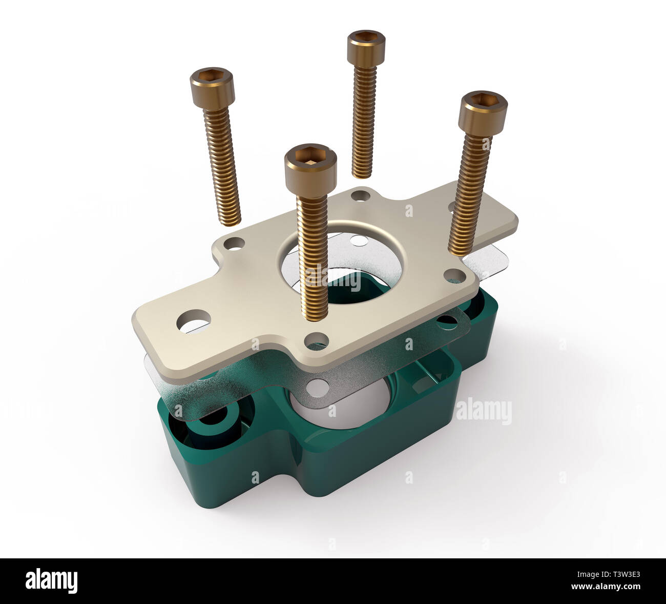 mechanical parts with screws made in 3d graphics Stock Photo - Alamy