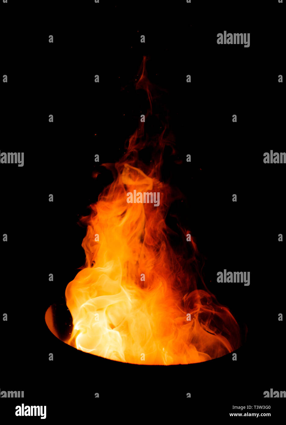 mystical orange burning fire fighting against the dark Stock Photo - Alamy