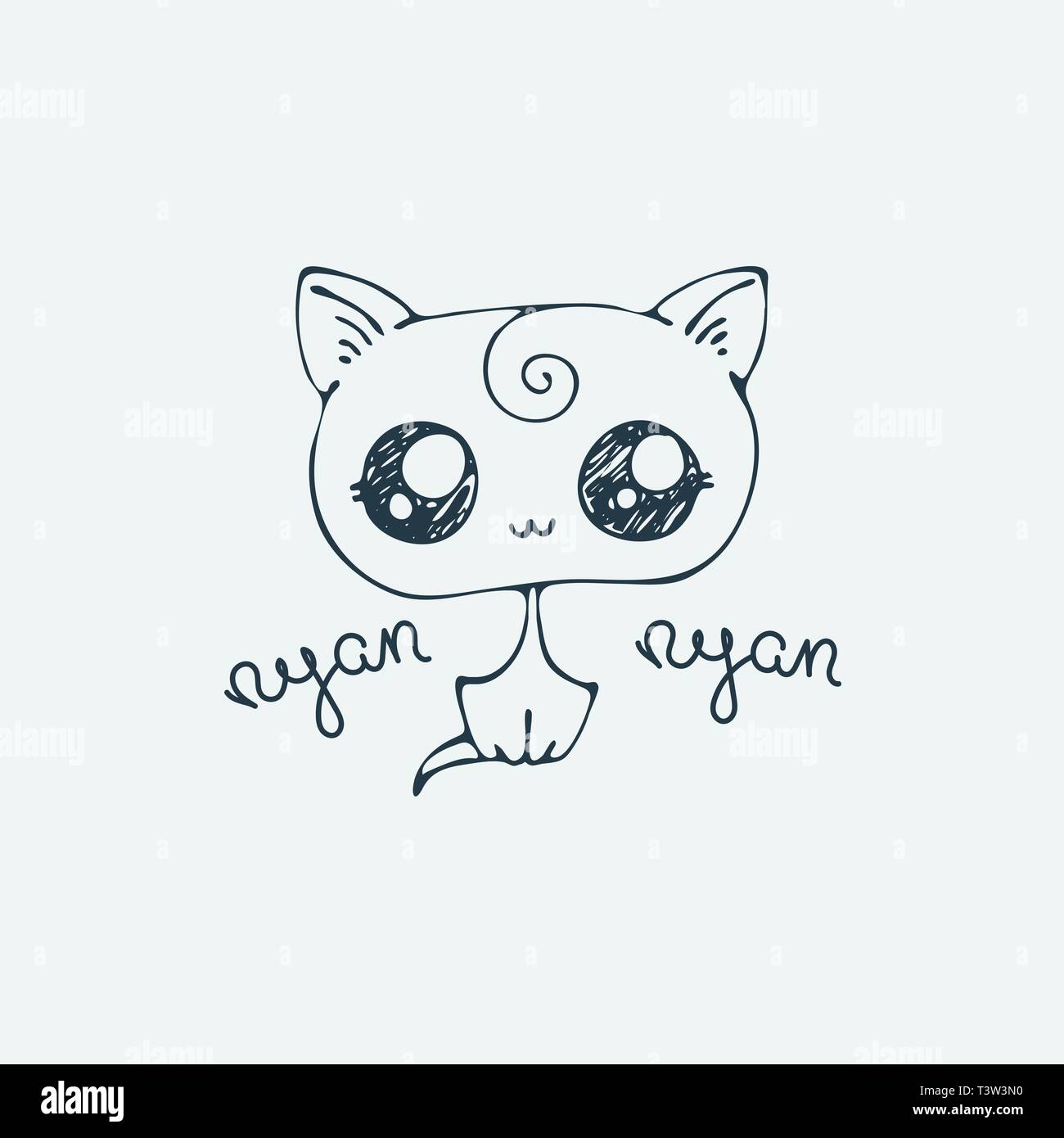 Meow. Cute cartoon animal. Vector clip art illustration for children ...