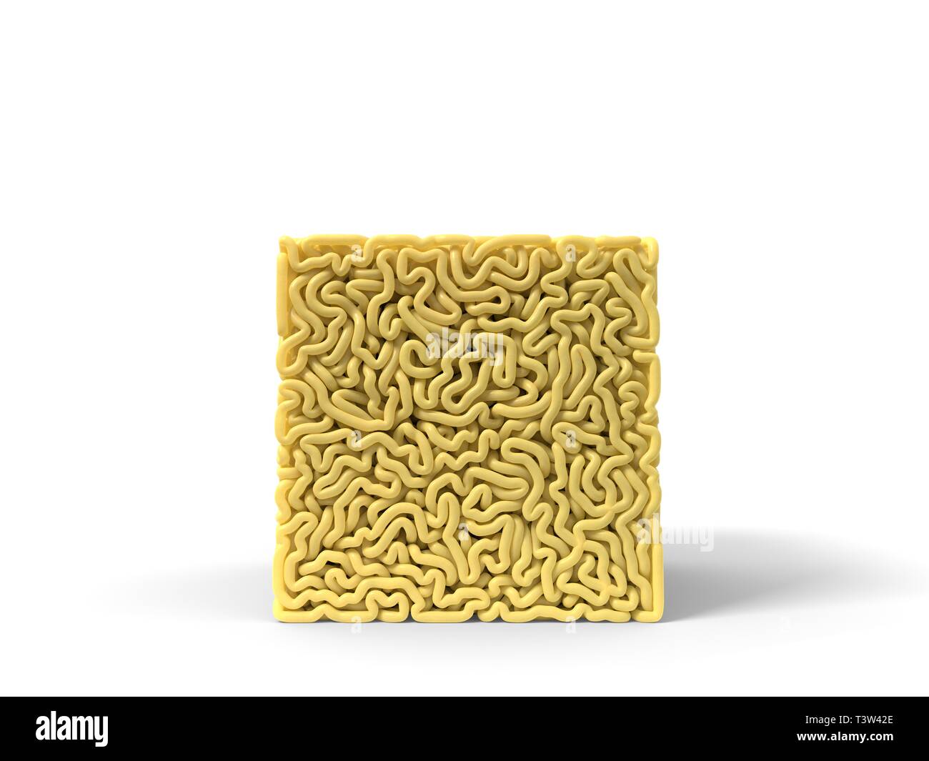 noodle in shape of cube. curly spaghetti for cooking. 3d illustration ...