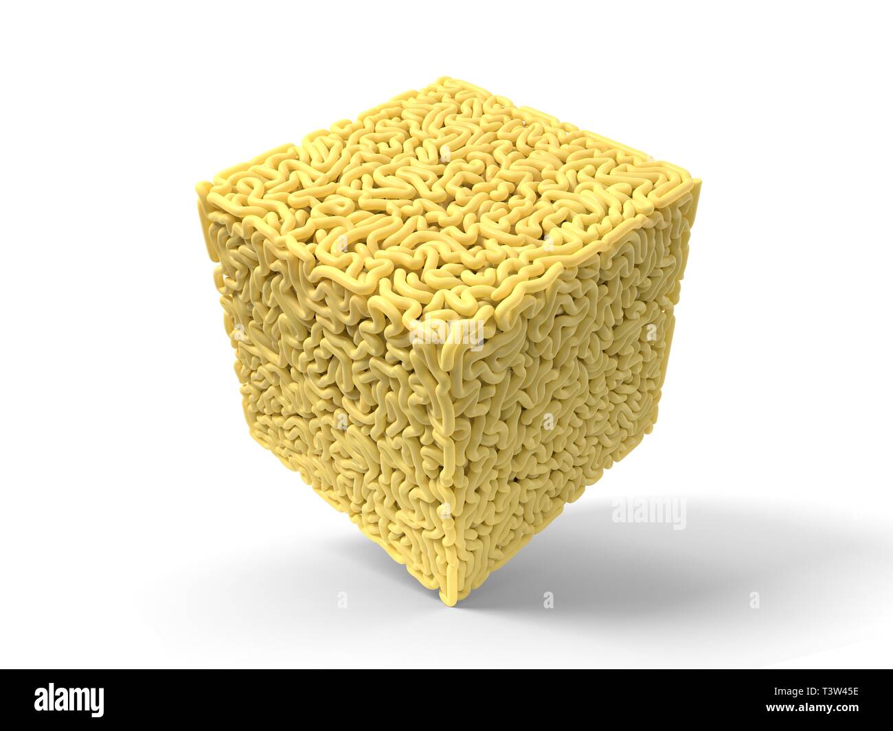 noodle in shape of cube. curly spaghetti for cooking. 3d illustration ...